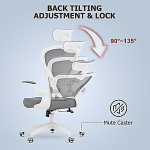 Frylr Heavy Duty Office Chair - Ergonomic Plus Size Desk Chair for Home Office Use, Supportive Mesh Design for Big and Tall People, 400lbs Capacity, Grey