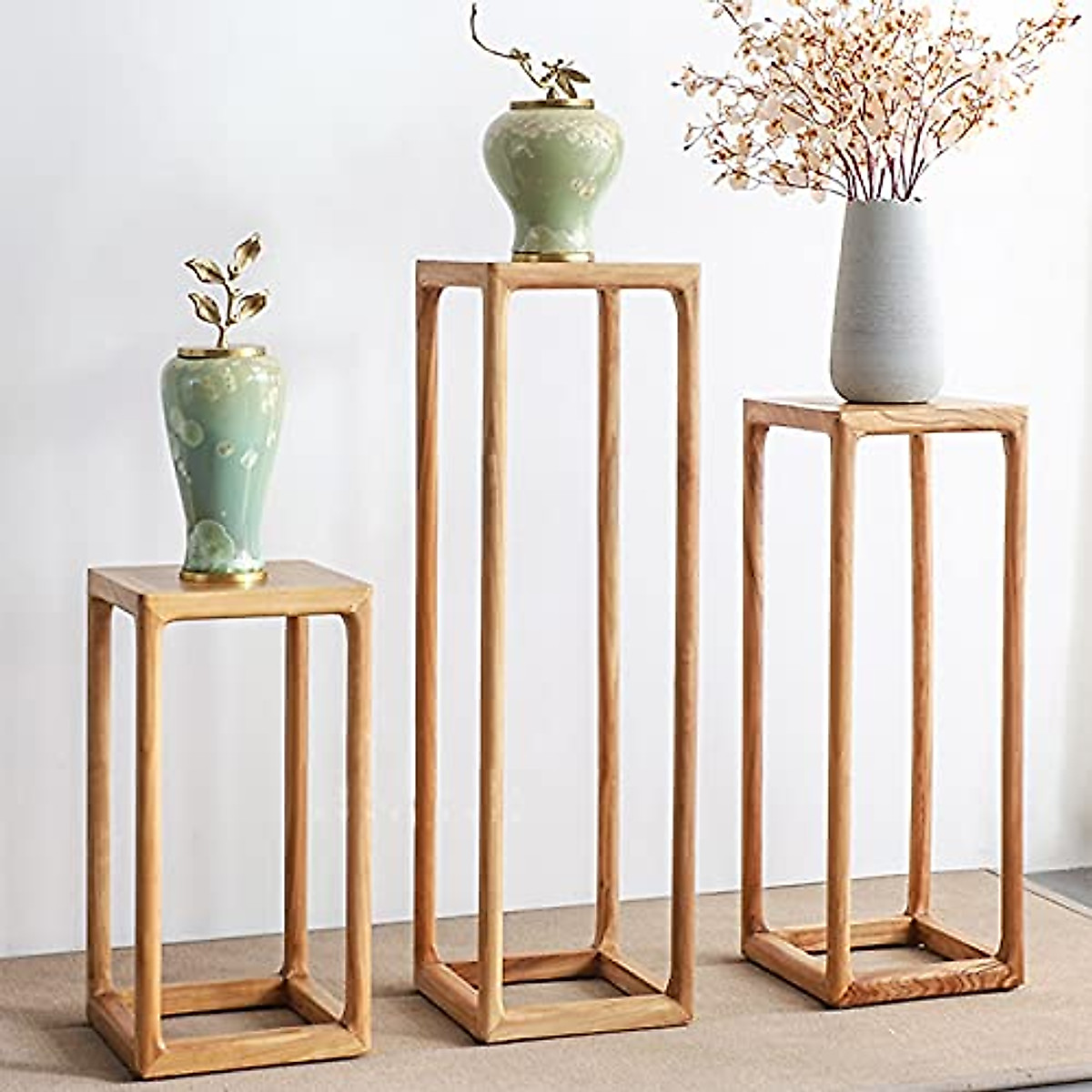 Bonsai Base Stand Wooden Plant Display Stand Tall Plant Stand Rack Indoor Flower Pots Stand Holder Planter Display for Living Room Balcony Garden Display Stand Base (Size : Large)