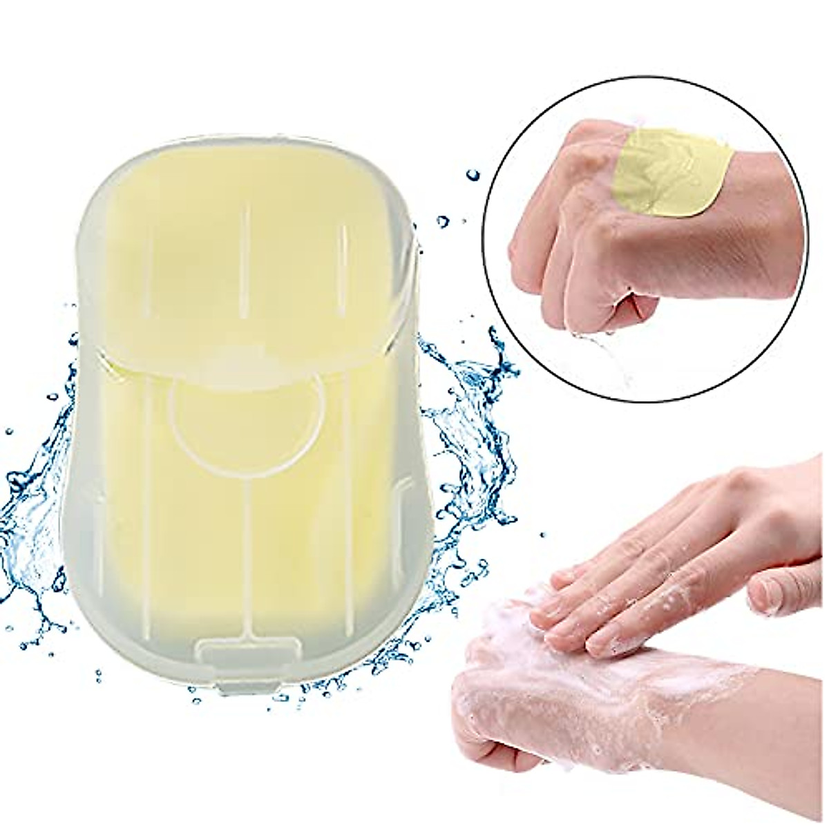 FUELEGO 50 Pieces Portable Soap Sheets Disposable Safe Water Soluble Hand Washing Bath Scented Soap Paper for Travel Outdoor Camping Hiking