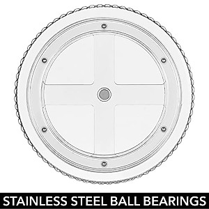 mDesign Fluted Lazy Susan Turntable Plastic Spinner for Kitchen and Bathroom Cabinet, Cupboard, or Countertop Organizing - Rotating Organizer for Condiments, Jewelry, Accessories - 9" Round - Clear