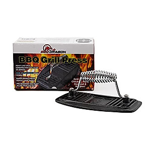 BBQ Dragon Cast Iron Barbecue Press, BBQ Grill Press, Grill Accessories, Griddle Weight, Meat Press, Best for Removing Unwanted Fat, Paninis & Sandwiches, Hamburgers and Steaks
