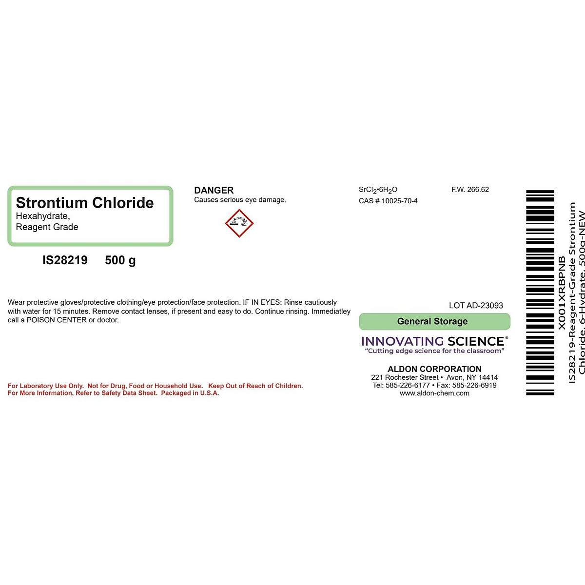 ALDON Innovating Science Reagent-Grade Strontium Chloride, 6-Hydrate, 500g - The Curated Chemical Collection