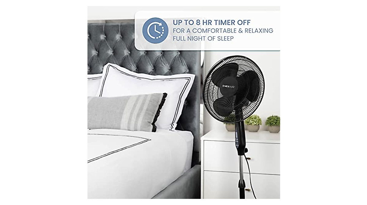NEXAIR 16 Inch Oscillating Stand Fan with Remote Control
