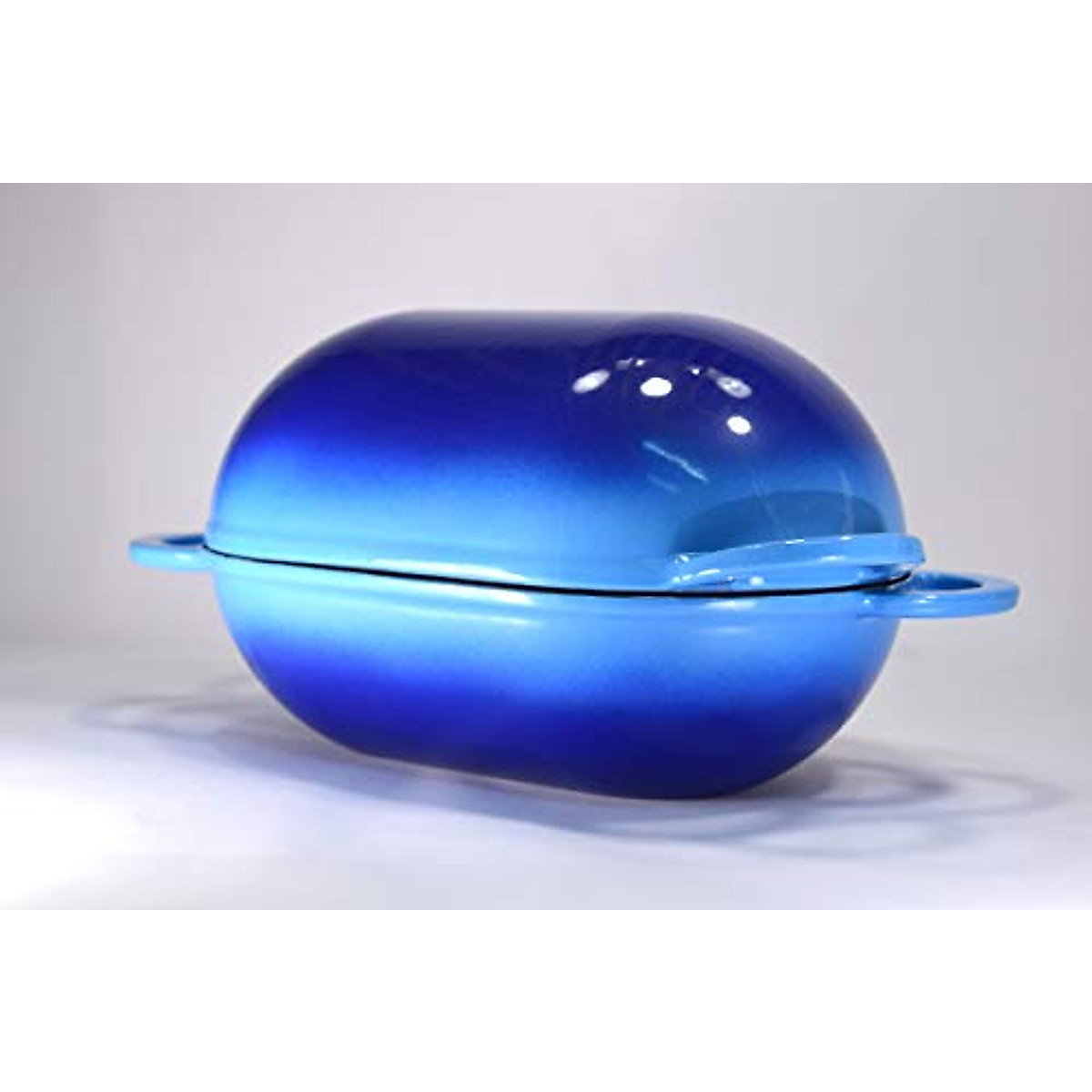 LoafNest: Incredibly Easy Artisan Bread Kit. Cast Iron Dutch Oven [Blue Gradient] and Perforated Non-Stick Silicone Liner.