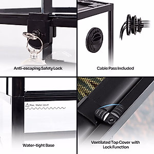 REPTIZOO 45 Gallon Glass Reptile Terrarium 24" x 18" x 24" Knock-Down Reptile Tank with Double Hinge Door and Top Screen Ventilation Easy Assembly Terrarium