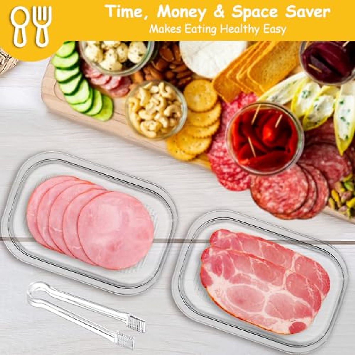 TOWEBOORY 3 Pcs Deli Meat Container for Fridge,Stackable Bacon Lunch Meat Container for Refrigerator,Food Storage Boxes with Lid for Cold Cuts, Salami,for Fridge Airtight Deli Holder