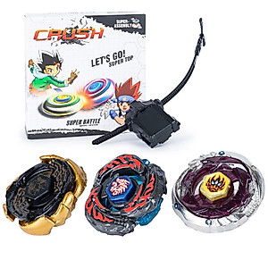 Crush Bey Battling Blades Metal Fusion Starter Set | 3 Tops and Launcher (L-Drago Destructor, Phantom Orion & Black Sun Galaxy Pegasus)