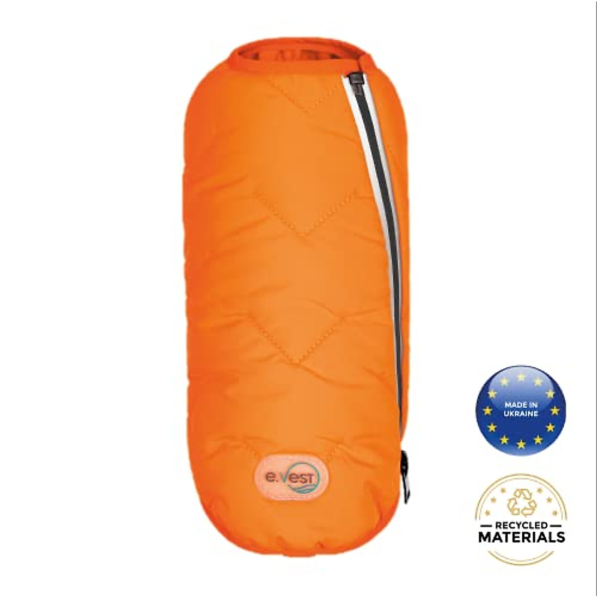 Bonne et Filou Sustainable Dog Jacket Vest Made in Ukraine with Premium Recycled Materials - Lightweight Warm Waterproof Windproof Winter Dog Coat Outfit for Cold Weather(Medium-2, Orange)