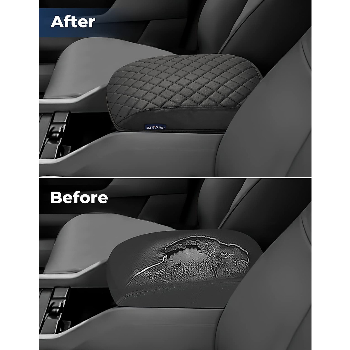 ISSYAUTO Center Console Cover Armrest lid Cover Compatible with 2009-2015 Pilot, Leather Arm Rest Covering for Car, Well-Make Durable Middle Console Cover Armrest Box Protective Cover