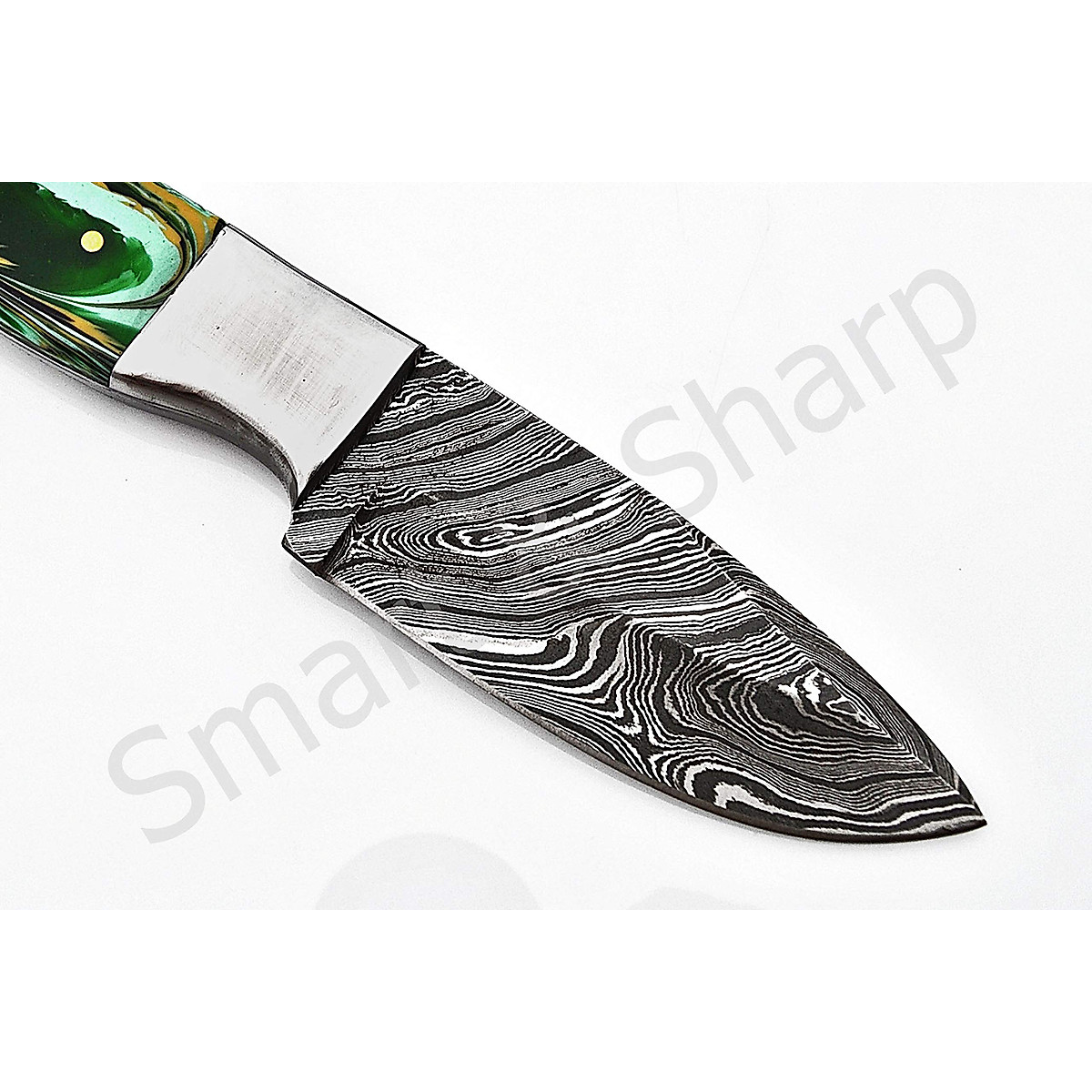 Smart & Sharp Custom Handmade Damascus Steel Hunting Knife/Skinning Knife AA-17227, 17228, 17229, 17230, 17231 and 17232 (Olive, Yellow and Sky Blue Resin)
