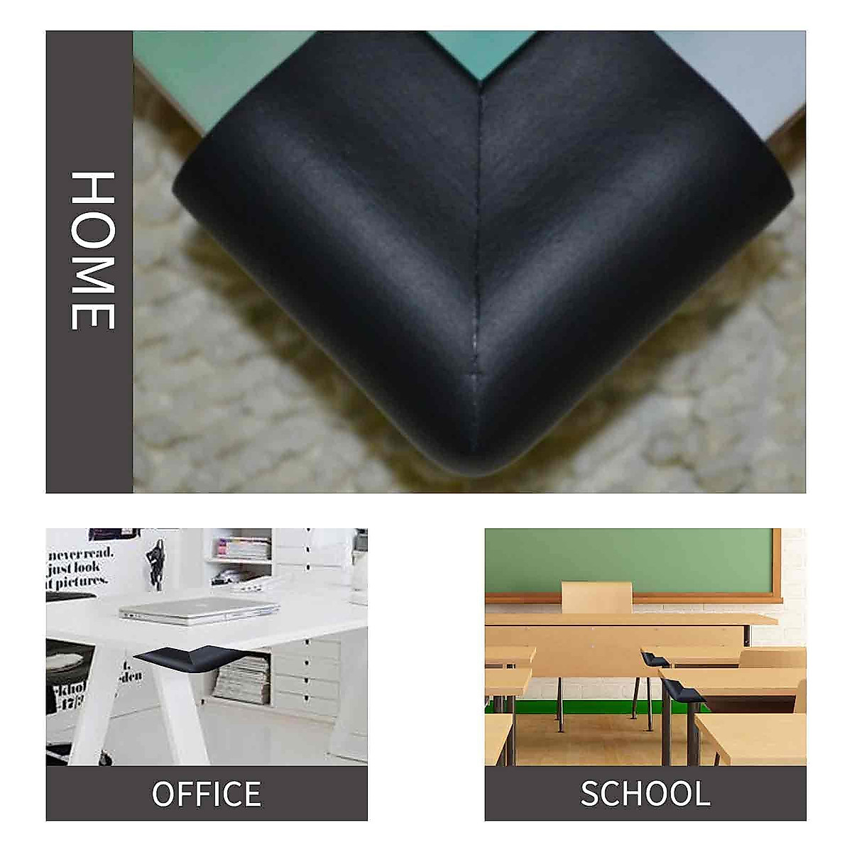 Kasuyi 12Pcs Baby Proofing Edge Corner Protector,Soft High Resilient Table Bumper Guard,Use for Chair,Table,Cabinet,Fireplace,Black
