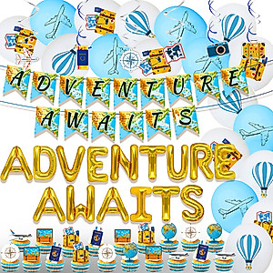 JeVenis Adventure Awaits Party Decoration Lets Travel Begin Party Decoration Travel Baby Shower Decoration Travel Theme Graduation Decoration Farewell Retirement Party Decoration