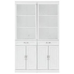 Crosley Furniture Stanton 2-Piece Storage Bookcase, Bookshelf Cabinet with Shelves, Kitchen and Living Room, White
