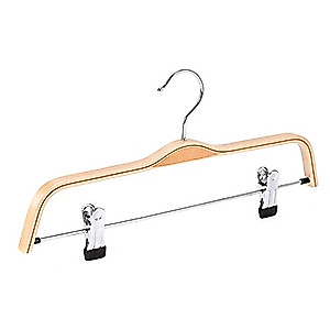 RoyalHanger Wood Hangers 10-Pack, Pants Hangers Skirt Hangers Wooden Hangers with 2 Adjustable Clips, Natural Finish