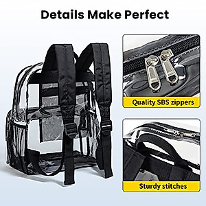 Vorspack Clear Backpack Heavy Duty - PVC Clear Book Bag with Inner Pocket Transparent Backpack for College Workplace Security - Black