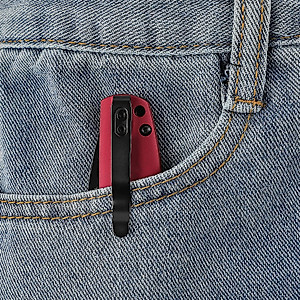 Kizer Gemini Mini Red Matte Aluminum Pocket Knife, Black Coated N690 Blade Flipper Knife with Clip for EDC,V2471E1