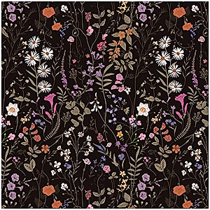 Floral Peel and Stick Wallpaper Boho: 118" X 17.7" Removable Wallpaper Easy Peel Off wallpaper for Bedroom Black Wallpaper Dark Wild Flowers Self Adhesive Contact Paper Renter Friendly Wall Paper
