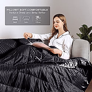 downluxe Weighted Blanket - King Size,18lb Blankets for Adult with Glass Beads,Heavy Blanket with Satin Trim (90 x 104 inch, Black)