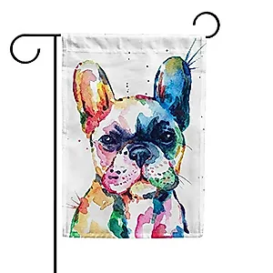Garden Flag Double Sided Durable Yard Flag, Watercolor French Bulldog Fade Resistant Seasonal Flags, Suitable for Outdoor Home Lawn Patio Porch Decorative, 12x18 Inch