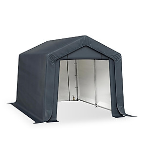 MFSTUDIO 8'x12' Storage Sheds, Outdoor Portable Storage Shelter Garage with Rolled up Zipper Doors, Heavy Duty Storage Carport Tent for Motorcycle, Bicycles and Outdoor Tools