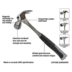 Pro-Grade Tools 61347 28 oz. Framing Hammer Solid Steel Milled Face