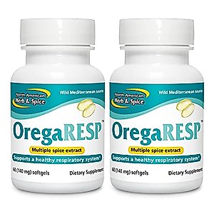 NORTH AMERICAN HERB & SPICE OregaResp P73 - 60 Softgels - Pack of 2 - Supports Immune & Respiratory Health - Multiple Spice Oil Complex with Oreganol P73 Oregano Oil - Non-GMO - 60 Total Servings
