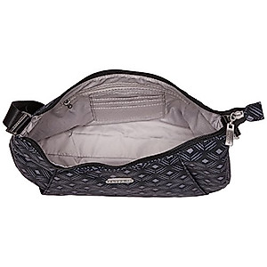 Baggallini Slim Crossbody Hobo, Black Diamond Print