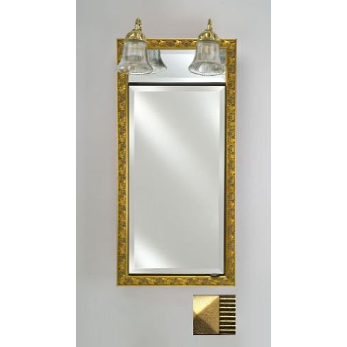 Signature Single Door Medicine Cabinet with Traditional Lights Finish: Meridian-Antique Gold with Antique Gold Caps, Size: 17” x 30”