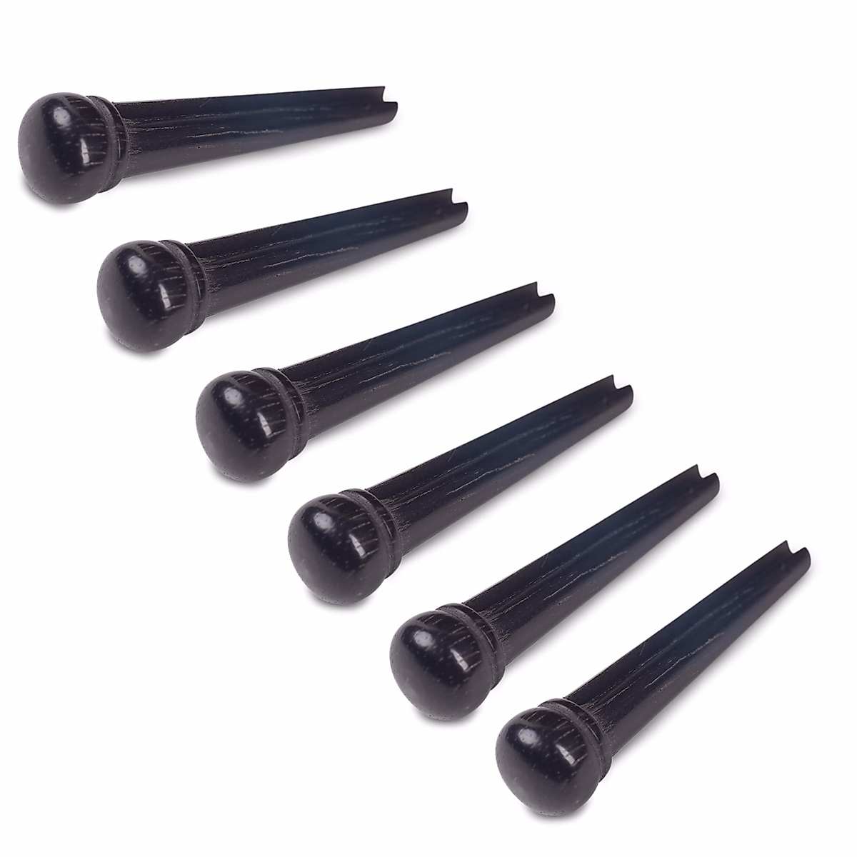Waverly Ebony Guitar Bridge Pins, Oversized, Slotted, Set of 6