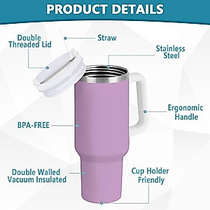 GAIGEO Clematis Water Bottle Insulated, 30 Oz Tumblers with Lids and Straws, Stainless Steel Water Bottle, BPA-Free, Perfect for Gym School Party