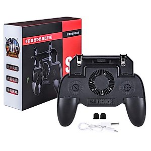 Qoosea Mobile Controller with 4000mAh Battery Power Bank Cooling Fan Mobile Controller L1R1 Game Trigger Joystick Gamepad Grip Remote for PUBG/Knives Out/Free Fire for Android iOS Phone 4.5-6.5"