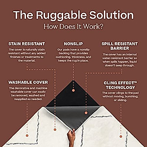RUGGABLE Plush Washable Rug - Perfect Fuzzy Area Rug for Living Room Bedroom Kitchen - Pet & Child Friendly - Stain & Water Resistant - Polar White 6'x9' (Cushioned Pad)