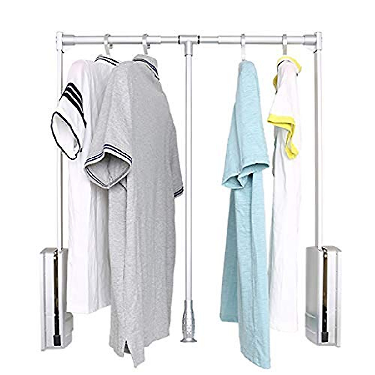 Drop-Down Wardrobe Hanging Slide Rail, Adjustable Large Telescopic Wardrobe Hanger, Saving Space, Soft Reset, Silver, 30KG Load (Size : 890-1210mm)