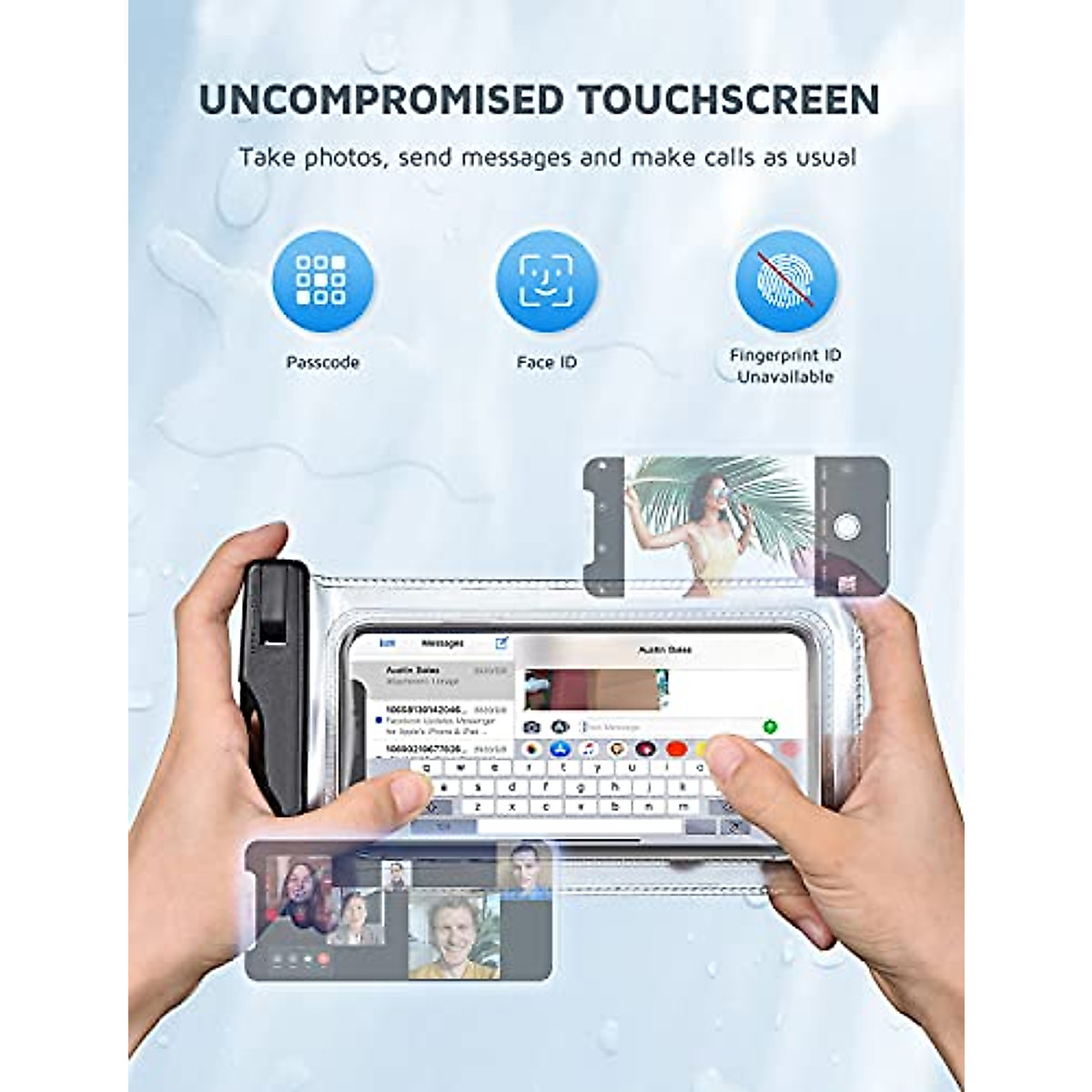 Waterproof Phone Pouch, 2 Pack Waterproof Case Underwater Cellphone Dry Bag, Compatible with iPhone13 12 Pro Max SE 11 Pro Max XS XR 8 7 Galaxy S20 S10 Google up to 7.0", with Lanyard for Swim Travel