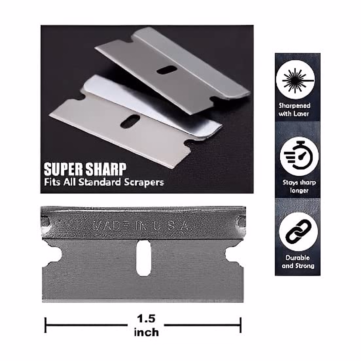 FitAll - 50 Pack Razor Blades-Replacement Razor Blades Single Edge, (50 pieces Single Edge Razor Blades) Made in USA