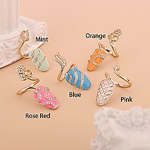 Rumtock Knuckle Nail Ring Mint Nail Protecting Ring with CZ Crystal for Women Girls Finger Tip Manicure Jewelry
