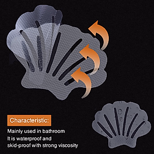 Secopad Non-Slip Bathtub Stickers, 24 PCS Shell Safety Bathroom Tubs Showers Treads Adhesive Decals Scraper (Gray)