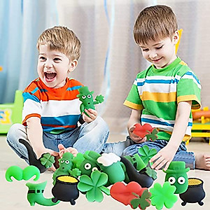 48 Pcs St Patrick's Day Mochi Squishy Toys,Mini Cute Squeeze Toy Stress Reliever Anxiety Packs for Kid Party Favors,St Patrick's Day Gift