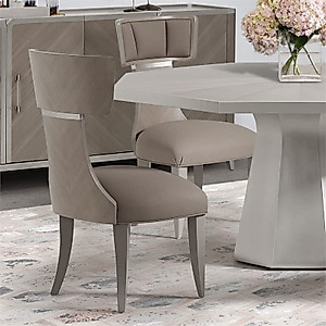 Michael Amini Lanterna Wood Dining Side Chair in Silver Mist (Set of 2)