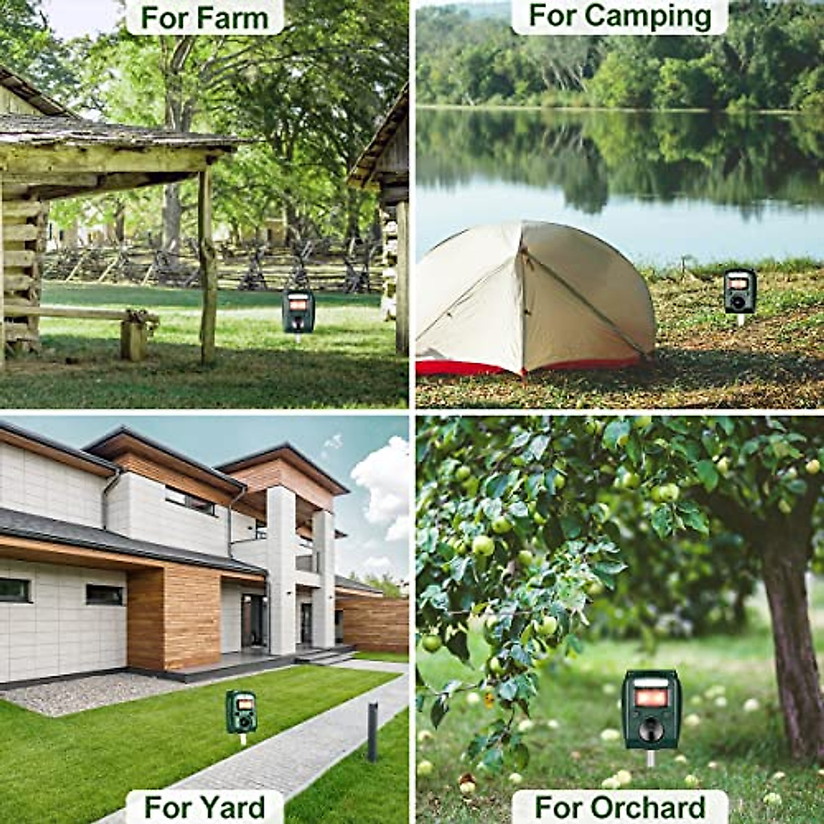 Wikomo 2023 Solar Powered Repellents Protectors Outdoor, Waterproof Solar Device with USB Charging, Flashing LED, 5 Working Modes, Suitable for Yard, Terrace, Campsite, Garden, Farm-Green