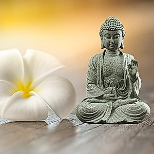 YUEFUDU Meditating Sandstone Buddha Fish Tank Decoration Fish Tank Accessories Tank Home Garden Decoration, Simulation Crafts Fish Tank Accessories(Fearless)