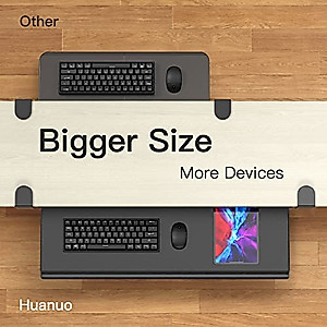 HUANUO Keyboard Tray Under Desk with C Clamp-Large Size, Steady Slide Keyboard Stand, No Screw into Desk, Perfect for Home or Office