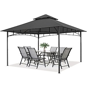MASTERCANOPY Outdoor Garden Gazebo for Patios with Stable Steel Frame(10x12, Dark Gray)