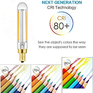 LDCHIUEN T20 T6 Small LED Bulb Long Filament 2W Equal 25 Watt E12 Candelabra Edison Tubular LED Light Bulb Dimmable 2700K Warm White, 4Pack