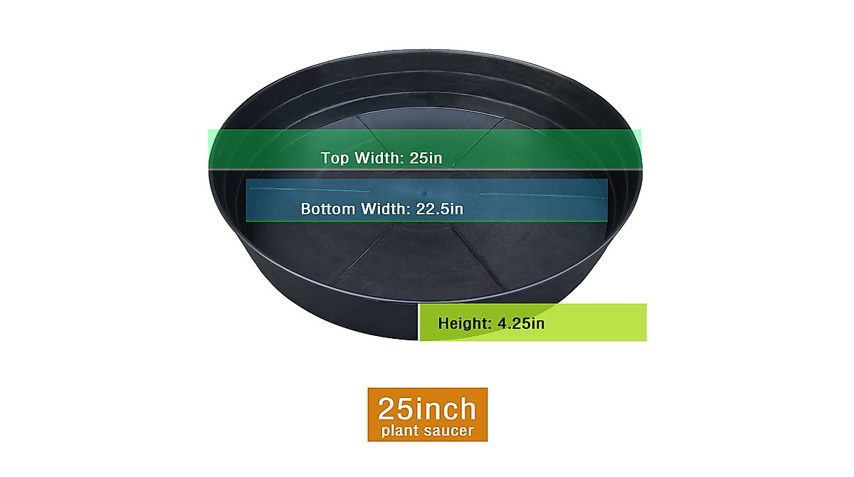 25 Inch Extra Large Plant Saucers - Durable & Deep Trays