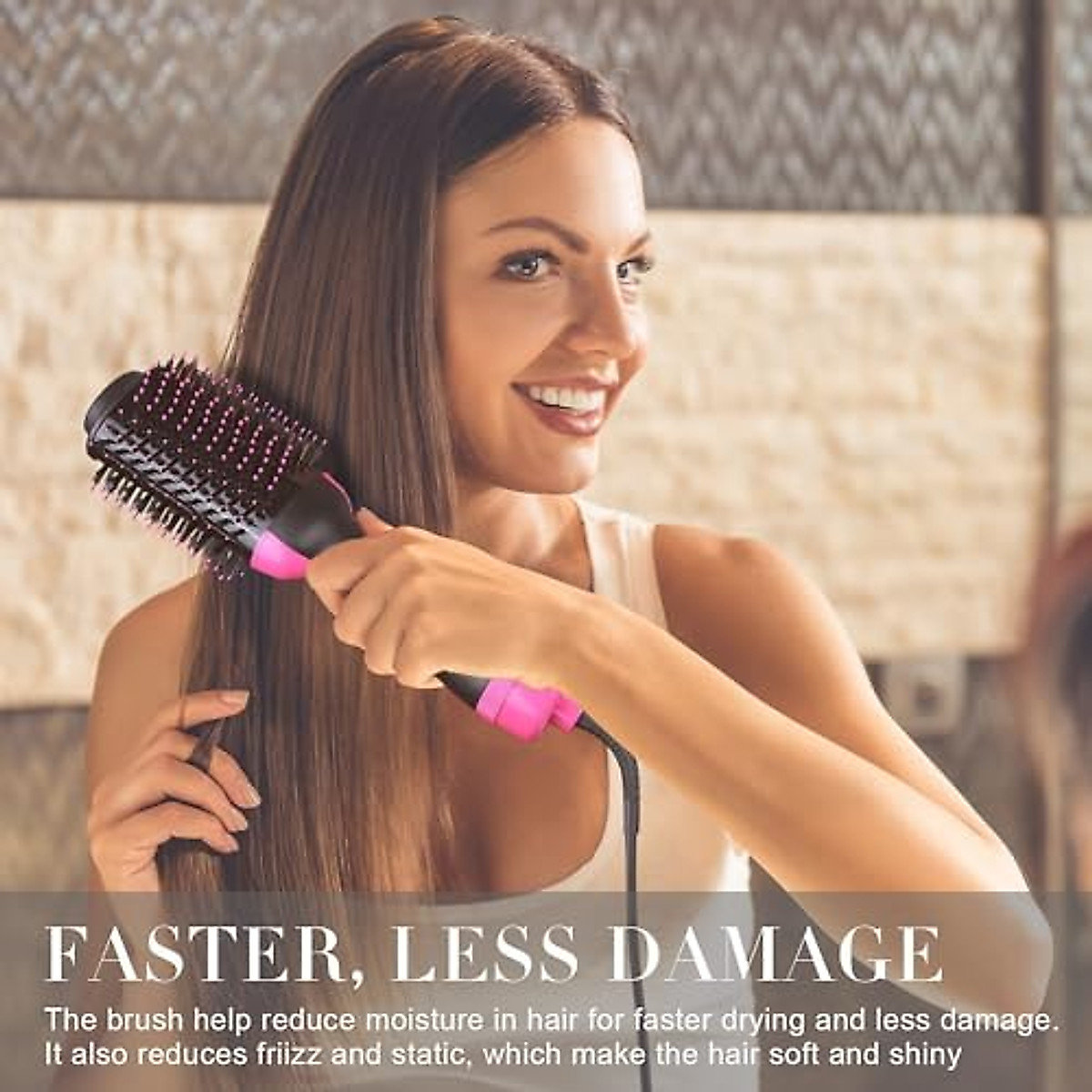 Hair Dryer Brush Blow Dryer Brush in One, FYAIRO 4 in 1 One Step Hair Dryer and Styler Volumizer with Negative Ion Anti-frizz Ceramic Titanium Barrel Hot Air Brush for Drying, Straightening, Salon