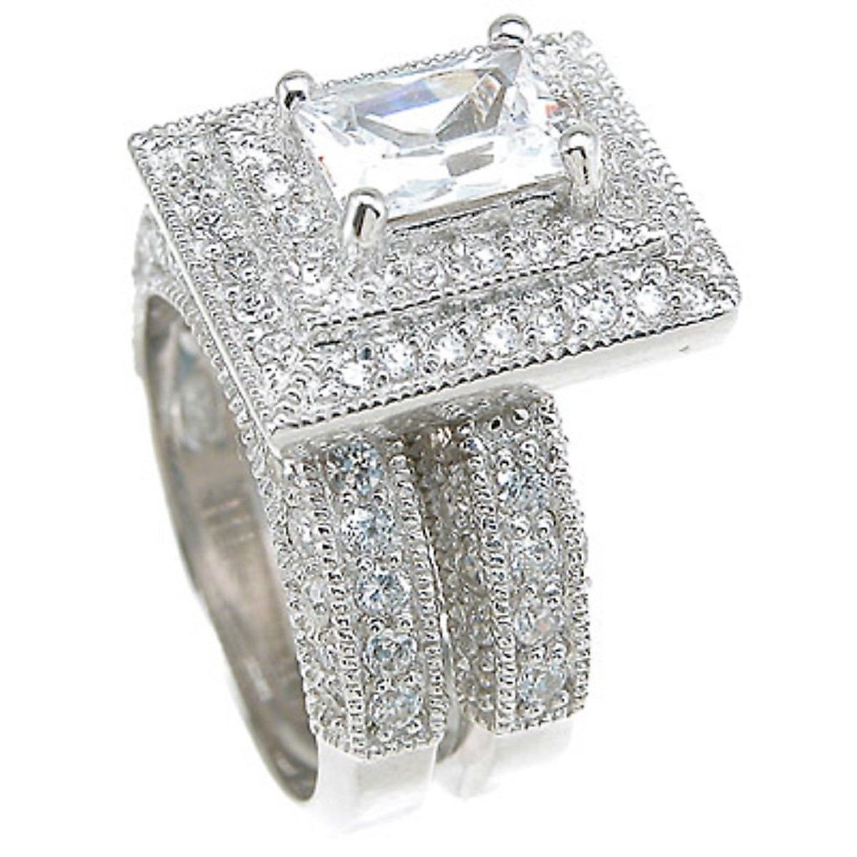 His and Hers Wedding Rings Set Sterling Silver Titanium Matching Bands for Him and Her 6/9