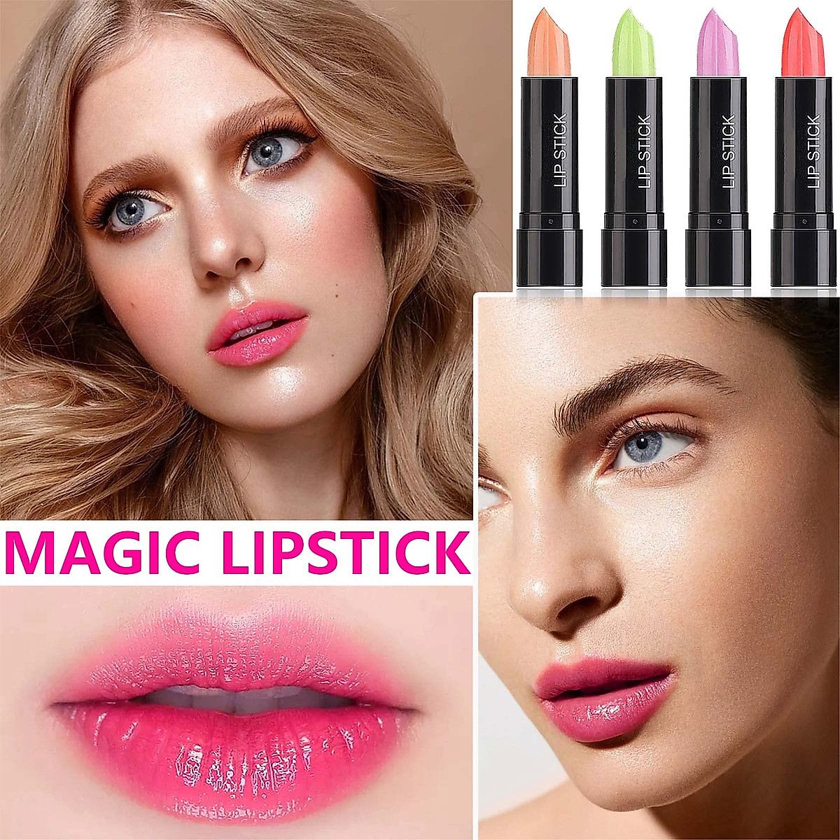 WENJLYJ 8 PCS Crystal Jelly Color Changing Lipstick Set,Magic Lipstick PH Temperature Color Change Changing Lip Gloss Stain Tinted Lip Balm Waterproof Long Lasting Moisturizing Lipstick for Women
