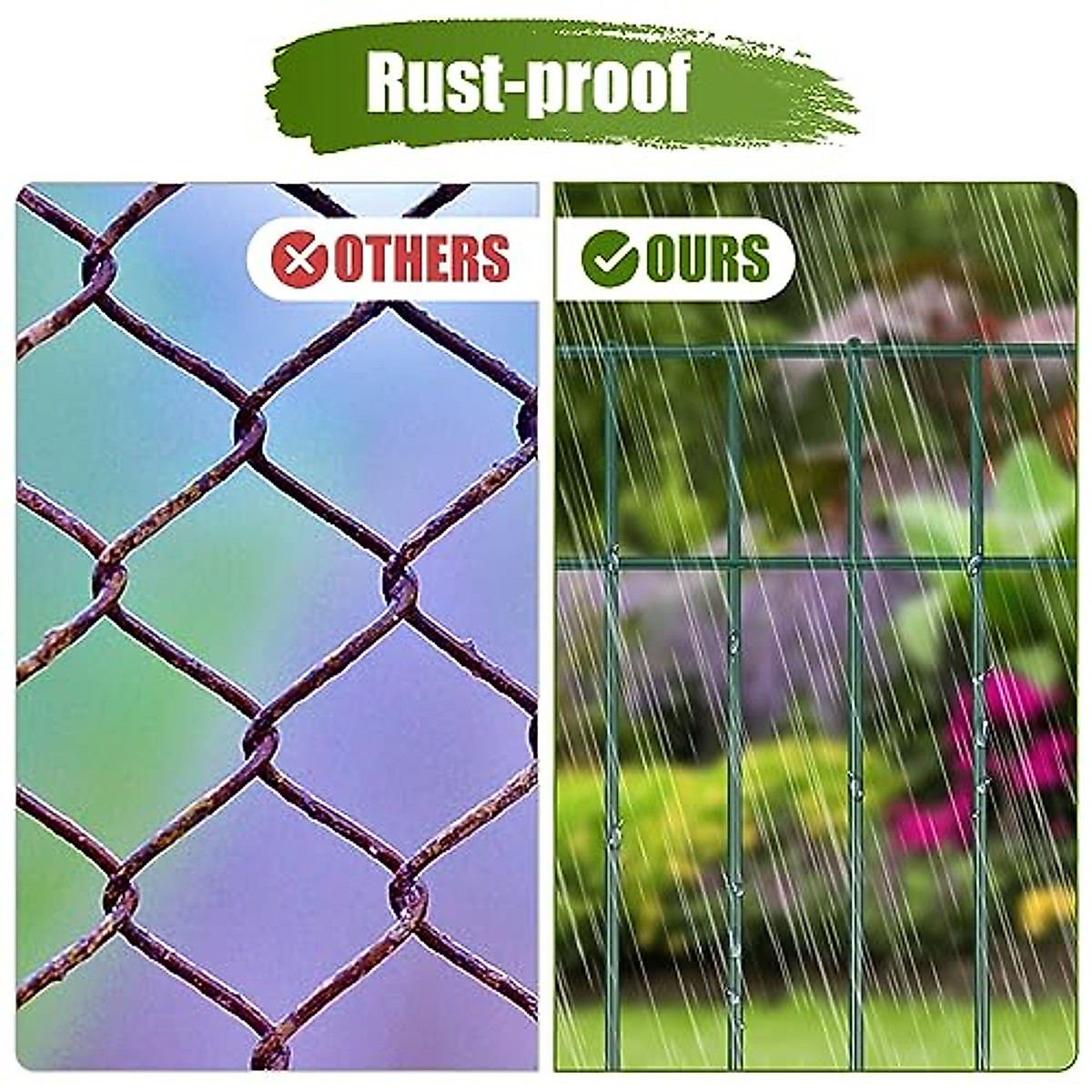 Koncifun Garden Fence 25 Pack Animal Barrier Fence 27ft (L) x 24in (H) Dog Fence Rustproof Metal Wire Fencing Border Garden Animal Barrier for Outdoor Landscape Patio Yard Garden Flower Bed