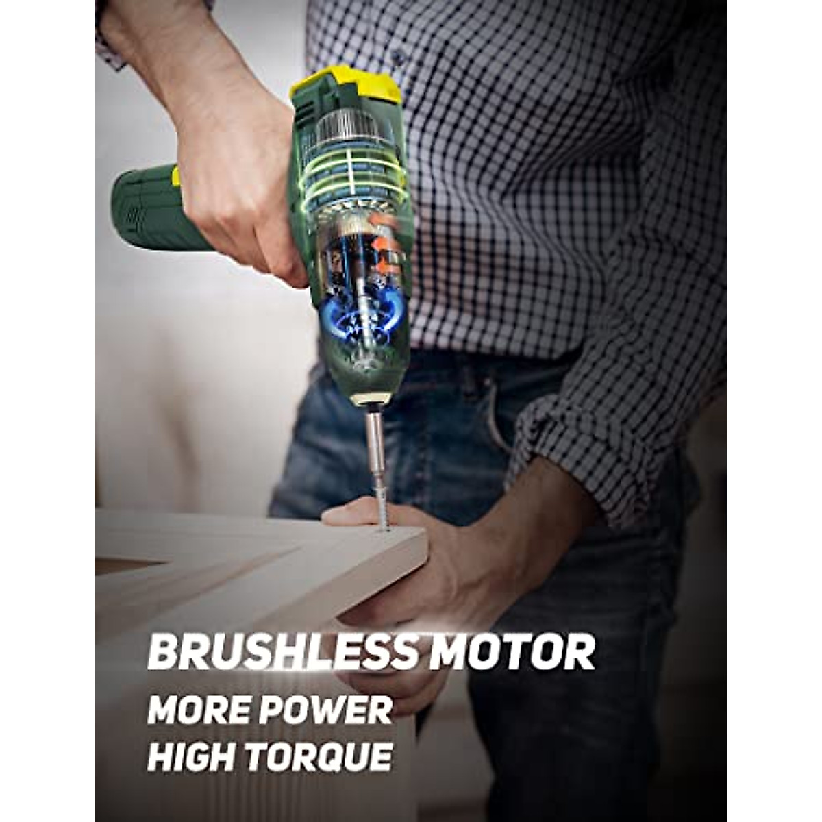 NOVAPLUS Cordless Drill Set, Brushless Power Drill Kit with Fast Charger, 3/8'' Keyless Chuck and Variable Speed, Your Home Repairing Tool